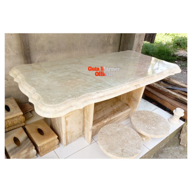 Jual Meja Makan Model Mawar Batu Onix Putih Kualitas | Shopee Indonesia