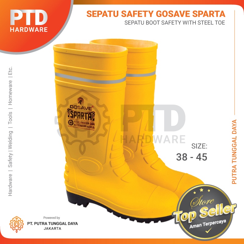 Jual Sepatu Boot Safety Rubber PVC With Steel Toe Besi Gosave Sparta ...