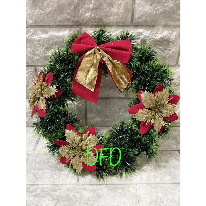 Jual Krans Natal Bunga Pita Kecil Hiasan Gantungan Pintu Dekorasi Natal ...