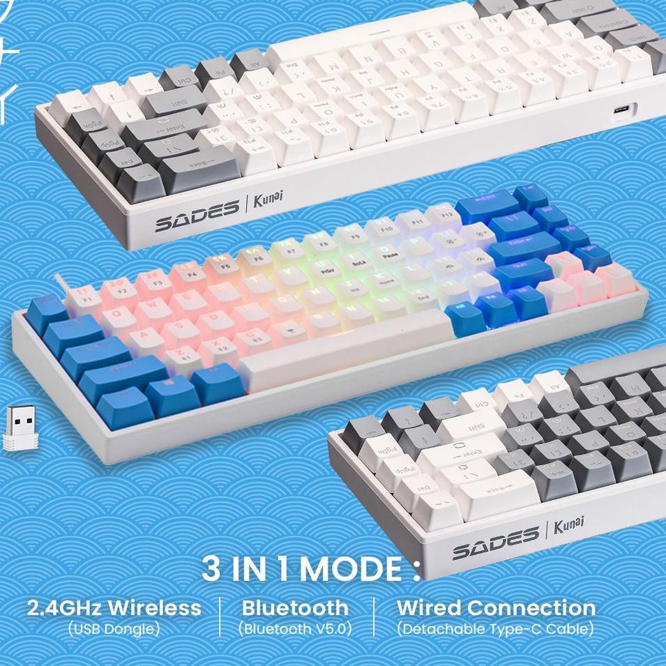 Jual Ready Stock KQMBL Sades Kunai SK868 Gateron Hotswap 3in1 Wireless ...
