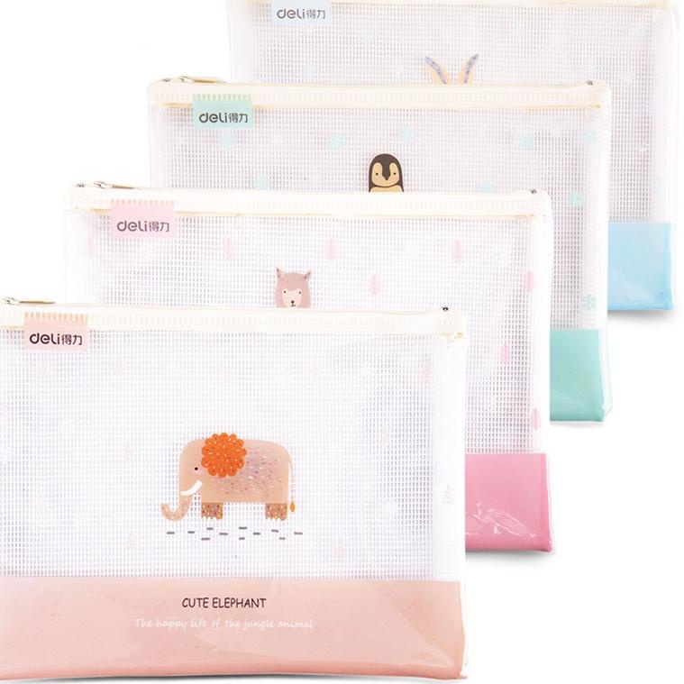 Jual [PRODUK PT6VU] Deli Transparent Mesh Zipper Bag Map Pouch Tas ...