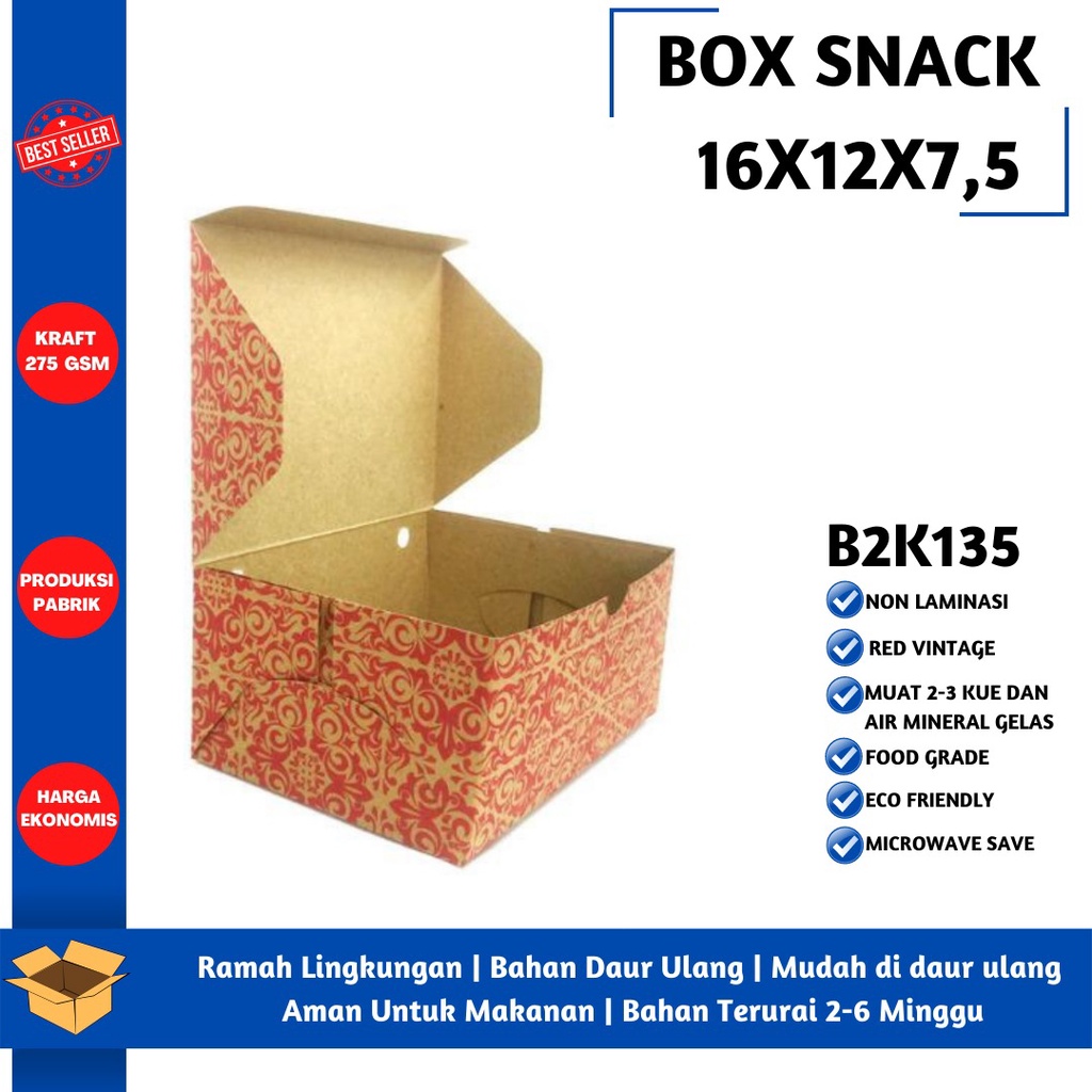 Jual Snack Box Dus Snack 16x12 No Laminated ( B2K135-16X12X7.5 ...