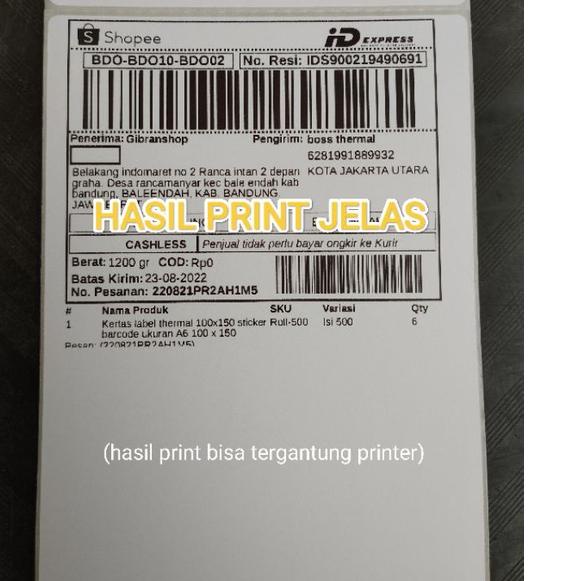 Jual LIZ120 KERTAS LABEL THERMAL 100x150 sticker BARCODE ukuran A6 100 ...