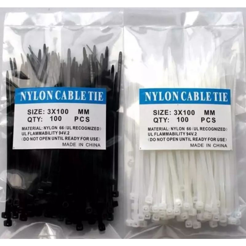 Jual Kabel Ties 10cm Nylon Cable Tie 3 x 100mm isi 100pcs Hitam Putih ...