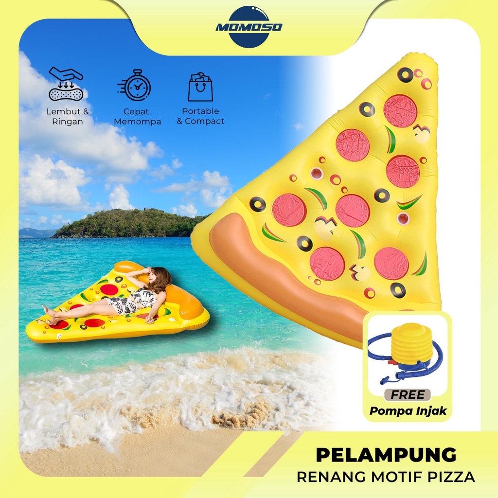 Jual MOMOSO Pelampung Renang Estetik Bentuk Pizza FREE POMPA/ Ban Floaties Renang Motif Food ...