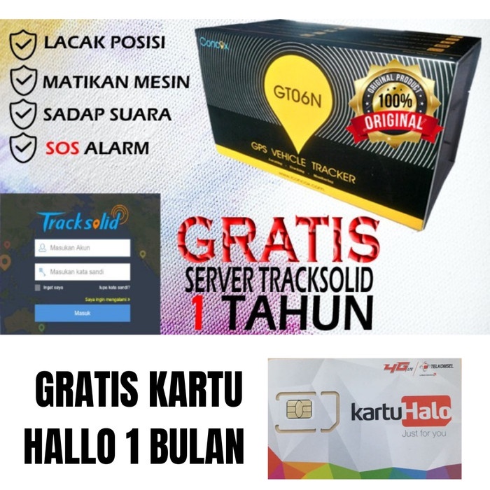 Jual PAKET KOMPLIT GPS GT06N ( + TRACKSOLID 1 Tahun & KARTU Hallo ) | Shopee Indonesia