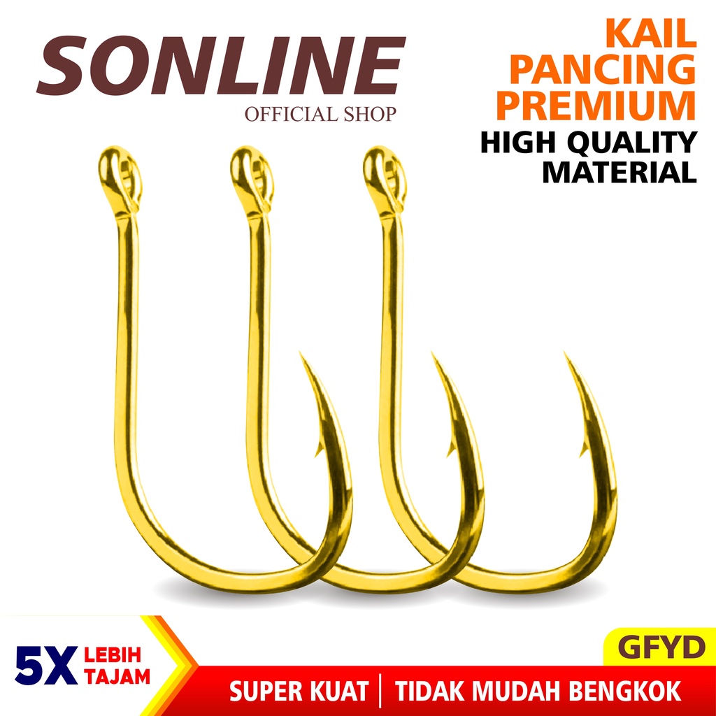 Jual Sonline Kail Pancing (KAIL TYPE KECIL) Gold 25 pcs High Carbon ...
