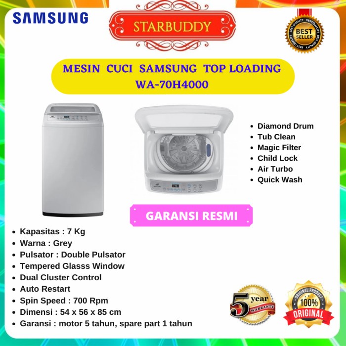Jual Mesin Cuci 1 Tabung Samsung Otomatis 7kg | Shopee Indonesia