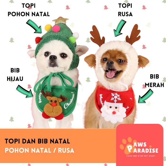 Jual Topi Anjing Kucing Pohon Natal Rusa / Kostum Natal Christmas Hewan ...