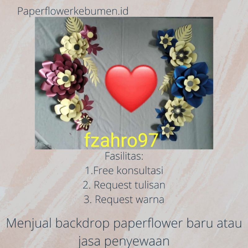 Jual dekorasi paperflower backdrop bunga kertas ekonomis engagement ...