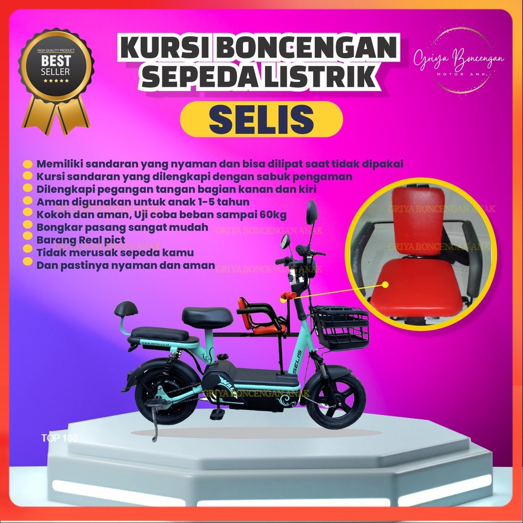 Jual selis - Boncengan sepeda listrik anak |dudukan depan sepeda ...
