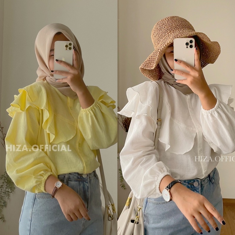 Jual HIZA - YURE BLOUSE RUFFLE | Blouse Wanita Cute Terlaris | Shopee ...
