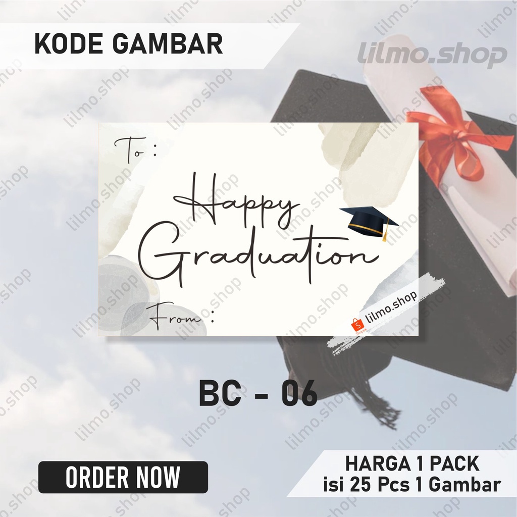 Jual (HARGA 1 PACK ISI 25 Pcs) Graduation Card, Kartu Ucapan Graduation ...
