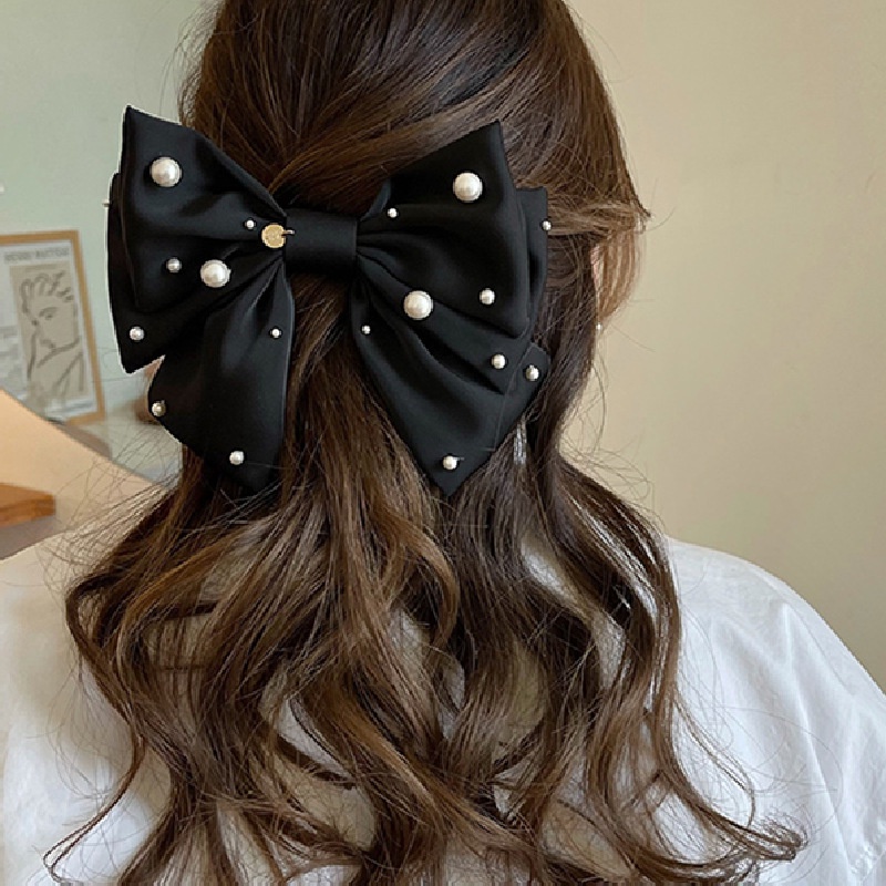 Jual Town Shell - Ha Yun Pearl Ribbon Hair Claw Clip / jepit rambut ...