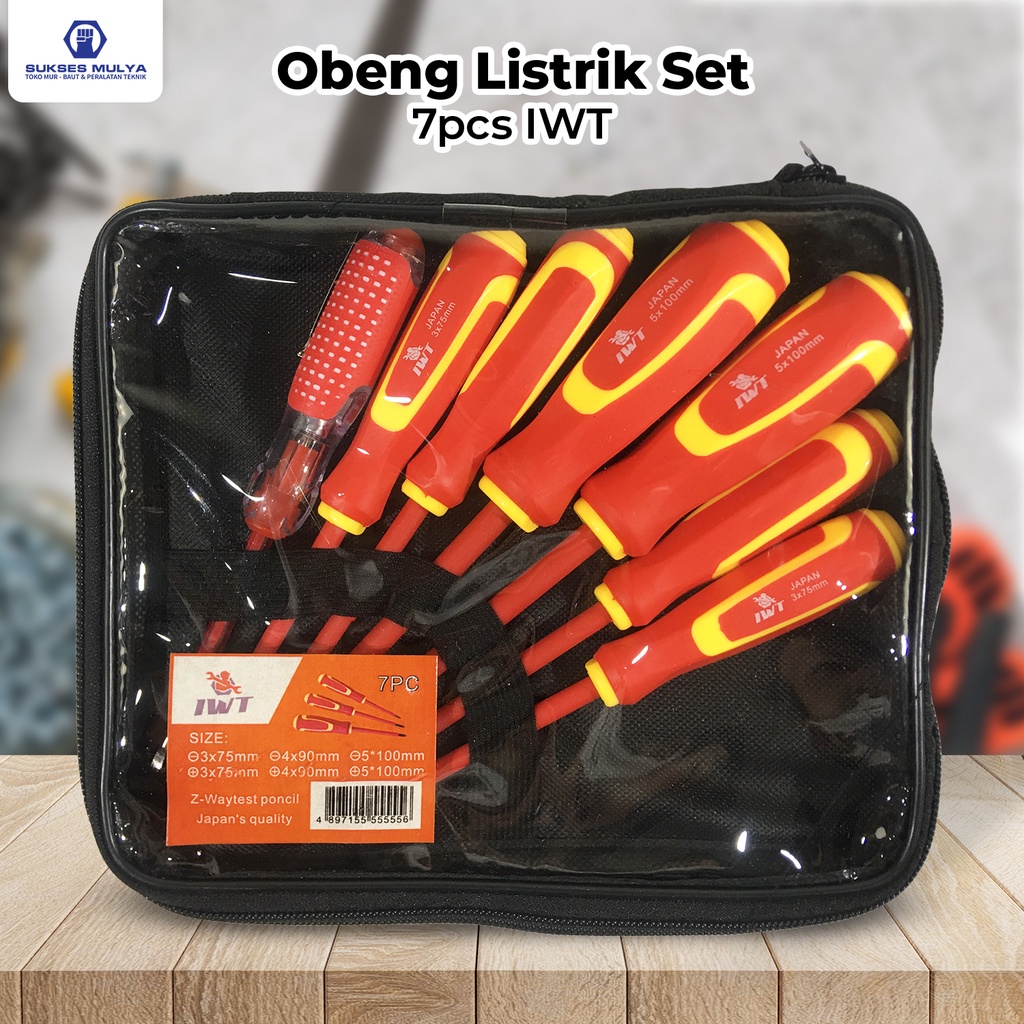 Jual IWT Obeng Listrik Set 7 Pcs - Insulated Screwdriver Set | Shopee Indonesia