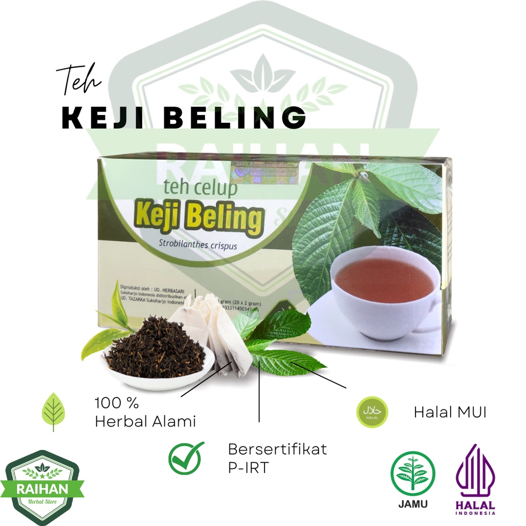 Jual Teh Keji Beling Tazakka Kering Original Halal Isi 20 Kantung Celup ...
