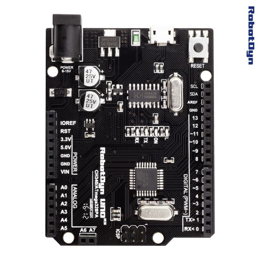 Jual Robotdyn Uno R3 Micro USB port Plus A6 A7 Pin compatible ARduino ...