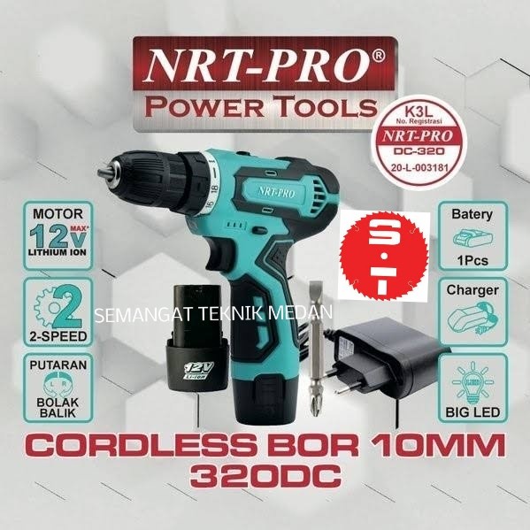 Jual DC320 MESIN BOR LITHIUM BATERAI CORDLESS DRILL 12V 10MM DC-320 NRT ...