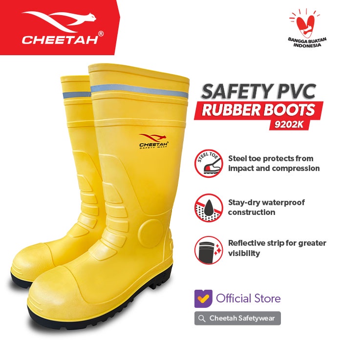 Jual Sepatu Safety CHEETAH 9202K Safety Shoes S1 SRC PVC Boots | Shopee ...