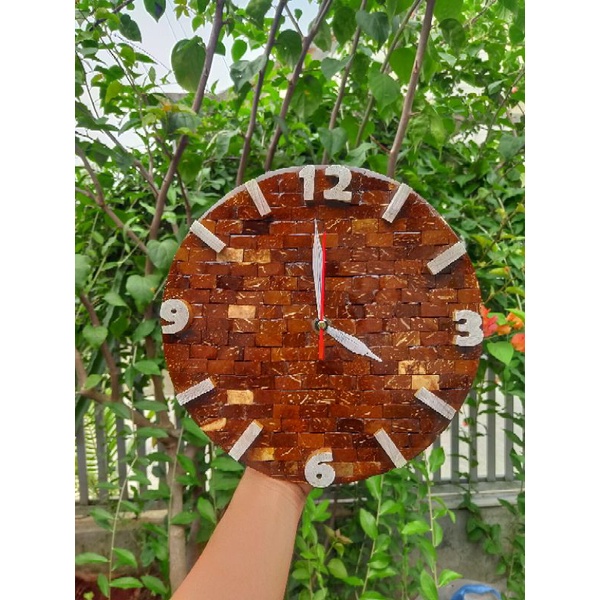 Jual Jam Dinding Batok Kelapa Bentuk Lingkaran Bulat 25cm | Shopee ...