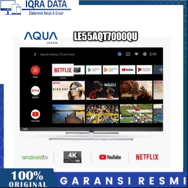 Jual AQUA 55 INCH ANDROID TV HQLED - 4K UHD HDR - Dolby Audio - Voice ...