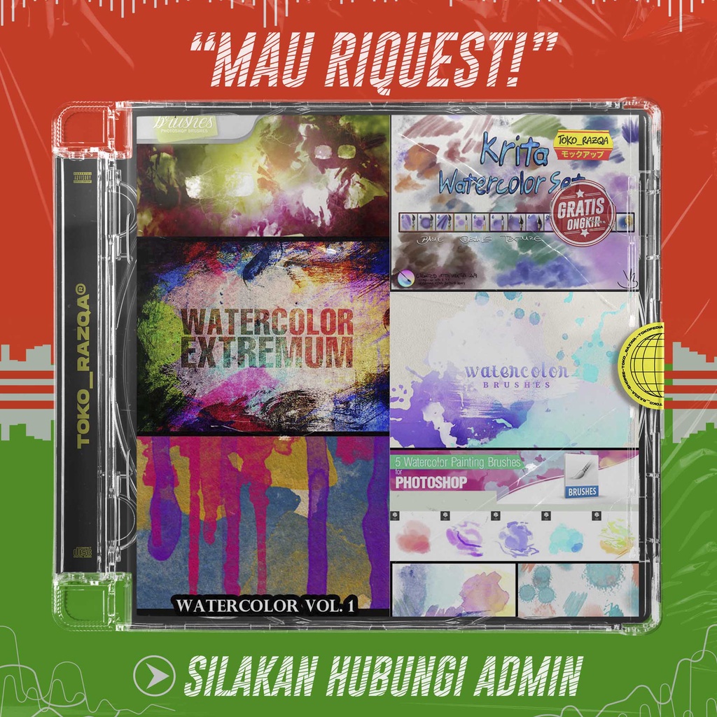 Jual 400+ Grunge & Watercolor Brushes Collection For Photoshop & Clip Studio Paint PS/CSP ...