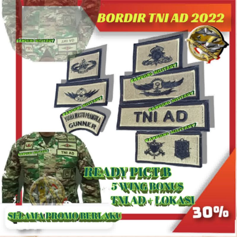 Jual BORDIR TNI AD KASAD 2022 PAKETAN PAPAN NAMA CAMPUR BAHAN BENANG JATAH KEMIRIPAN 85% UKURAN ...