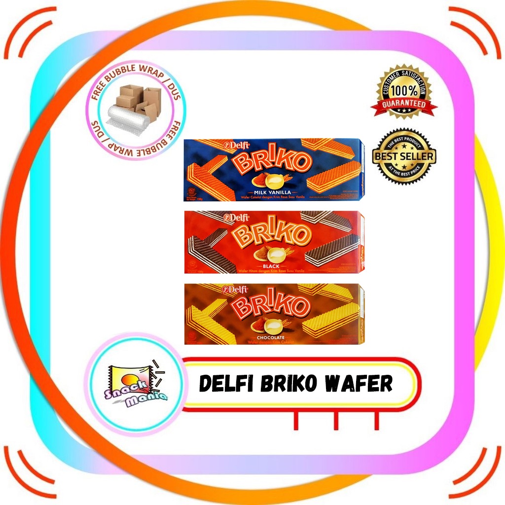 Jual Delfi Wafer Briko Chocolate Black Milk Vanilla 145 gr Coklat Susu ...