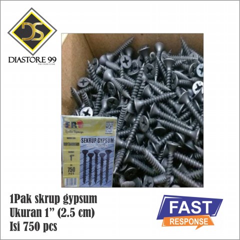 Jual 1 pak skrup gypsum isi 750 pcs skrup drywel ukuran 1 " skrup hitam ...