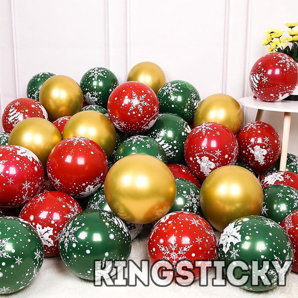 Jual Balon Latex Natal | Balon Latex Christmas Mix Chrome ( 1 pack isi ...