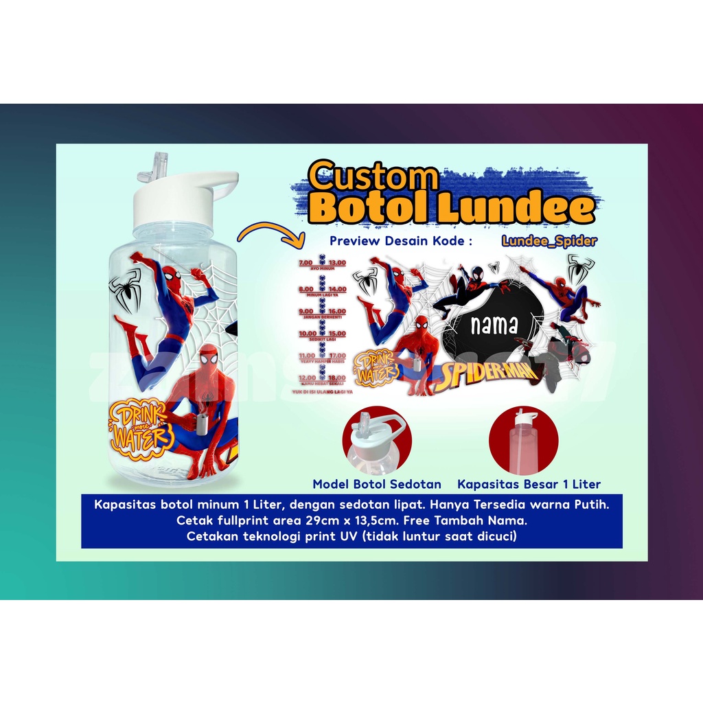 Jual BOTOL MINUM CUSTOM LUNDEE GAMBAR KARAKTER KARTUN SUPER HERO - KAPASITAS 1 LITER BOTOL MINUM ...