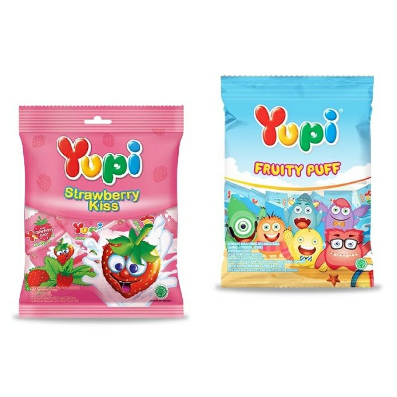 Jual Permen Yupi gummy candy Strawberry Kiss Fruity Puff 120 gr ...