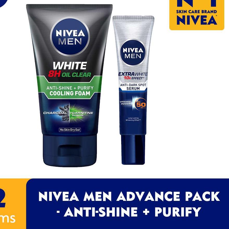 Jual ¤¤» NIVEA MEN Extra White Anti-Dark Spot Serum SPF50 + Purify Cooling Facial Foam 100mL ...