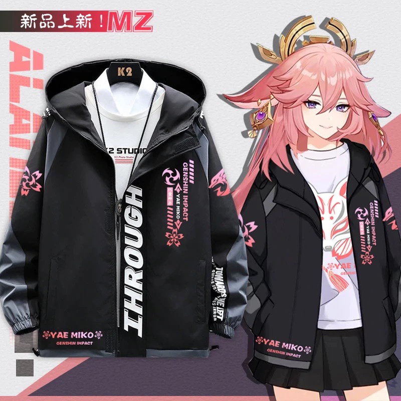 Jual Jaket Mantel Hoodie Sweater Game Genshin Impact Yae Miko | Shopee ...