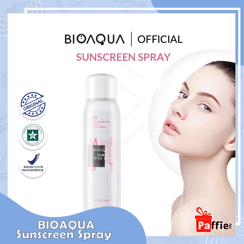 Jual BIOAQUA Sunscreen Spray UV Mist 150ml sunblock tone up wajah badan ...