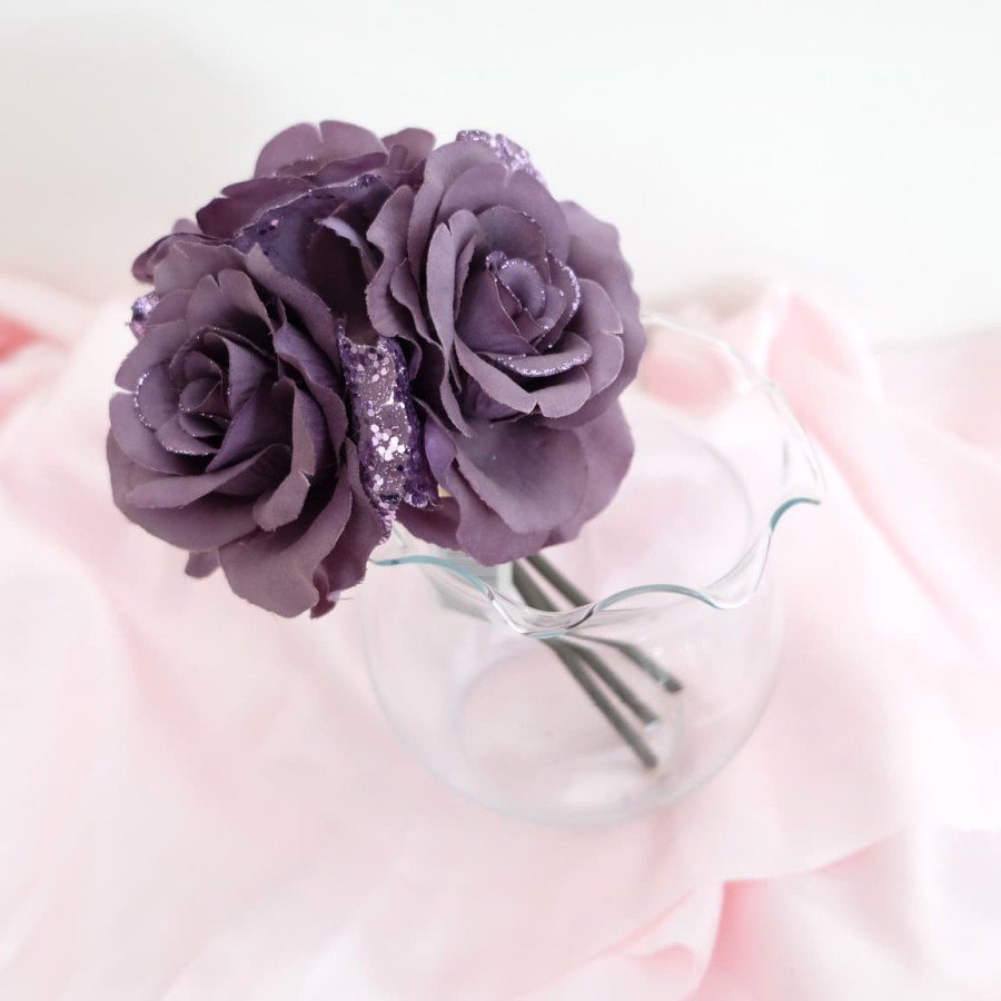 Jual BUNGA ROSE GLITTER ARTIFICIAL 1 IKAT 3 TANGKAI (PURPLE) | Shopee ...