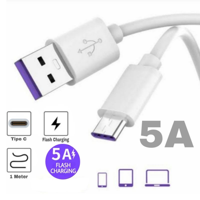 Jual Kabel Data Fast Charging 5A Ungu Type c / Micro USB | Shopee Indonesia