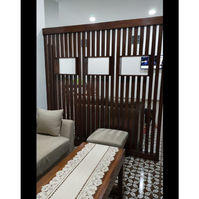 Jual partisi ruangan custom 2.5x2.2 plitur salak brow, tanpa ambalan ...