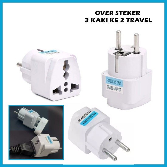 Jual Over Steker Adaptor 3 Kaki Travel Adapter ke 2 Universal (UK + US+ ...