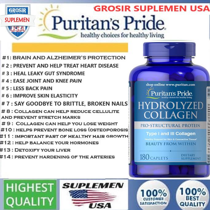 Jual PURITAN COLLAGEN Hydrolyzed Collagen 1000 mg - 180 Caps | Shopee ...