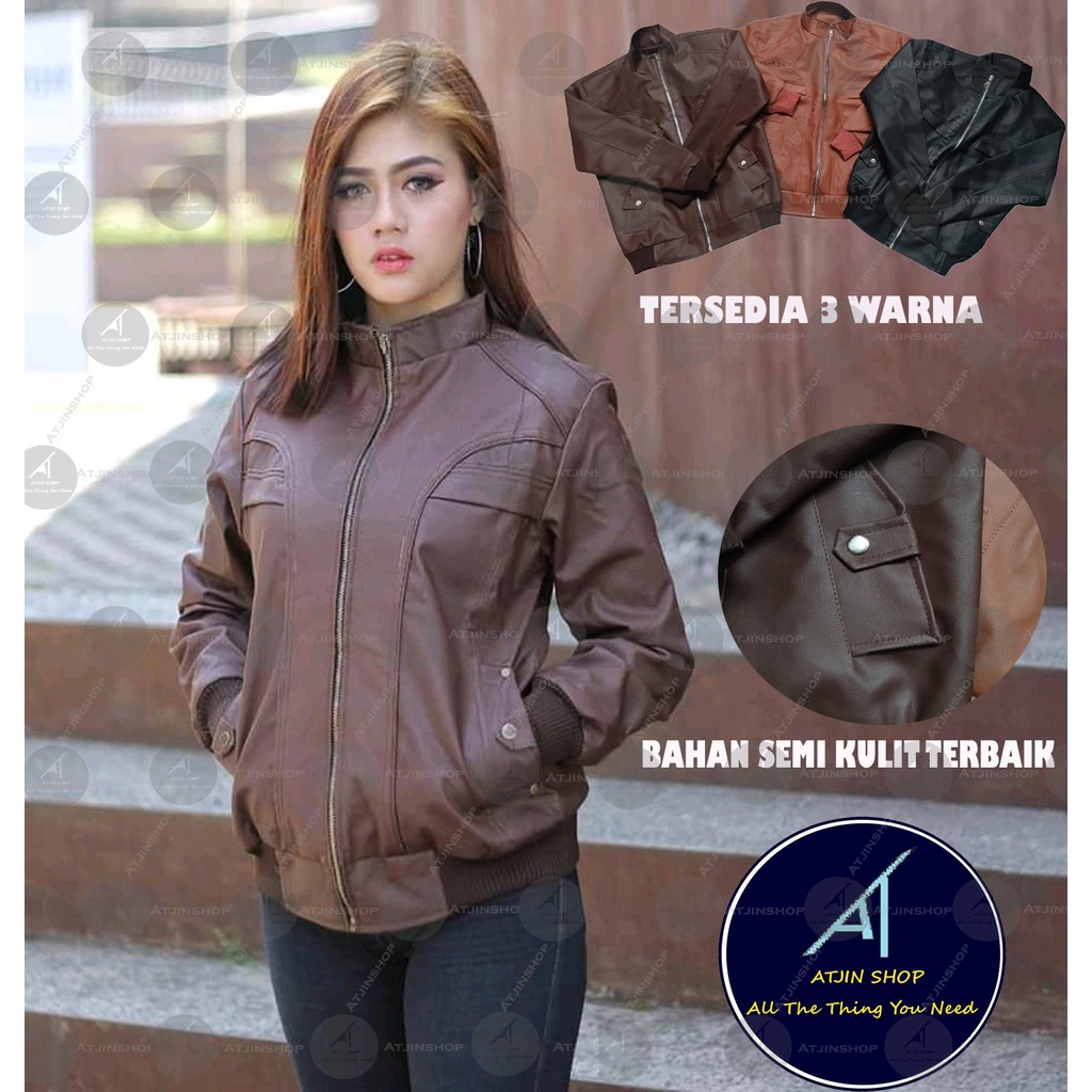 Jual Jaket Semi Kulit Wanita Model Touring Stylish [ Ready 3 Warna ...