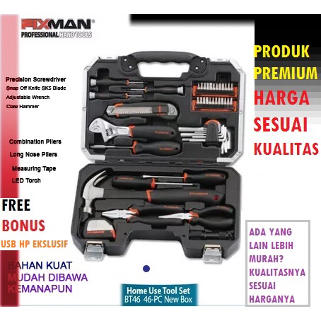 Jual Satu Set peralatan kunci kunci Tool Set Fixman Bt46 46 pcs Home ...
