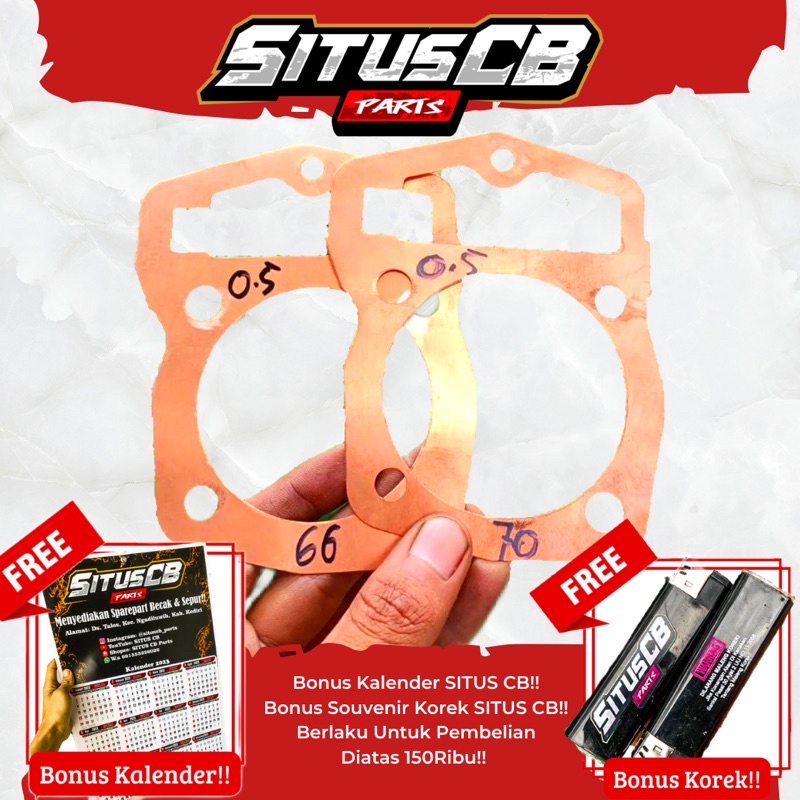 Jual Packing Pack Tembaga Head Cylinder Kop Tiger GL Pro Megapro MP CB 0,5mm 66mm 68mm 70mm ...