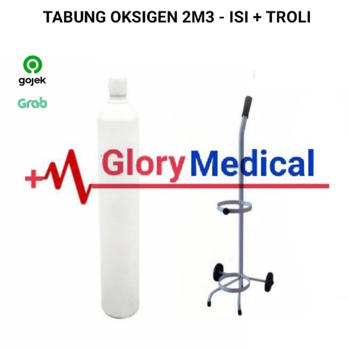 Jual Tabung Oksigen 2m3 + isi + Troli Khusus Gojek | Shopee Indonesia