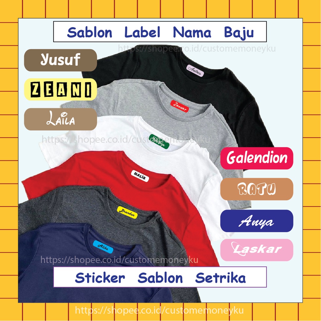 Jual LABEL NAMA SERAGAM ANAK BAJU SEKOLAH CUSTOM SABLON SETRIKA STIKER ...