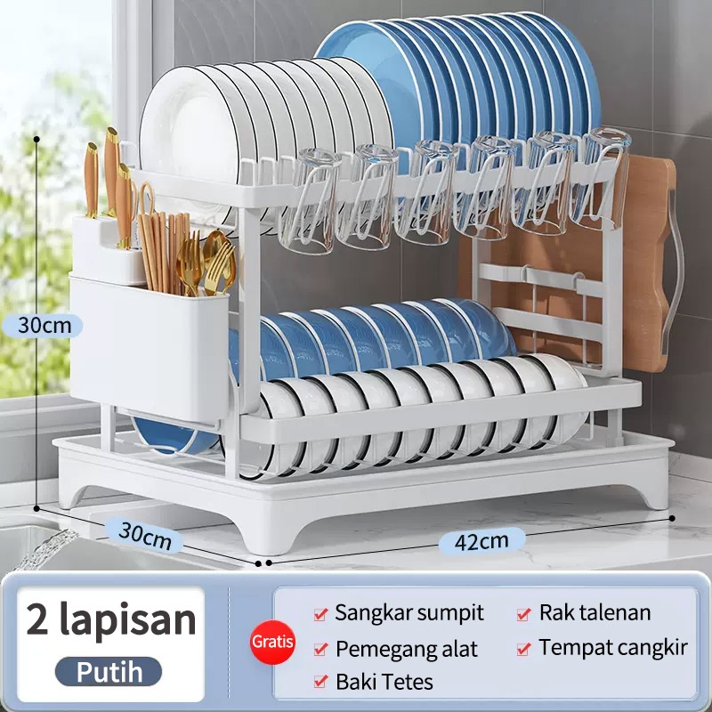 Jual Rak piring Multifungsi Rak Cangkir Dapur Penyimpanan Rak Pengering ...