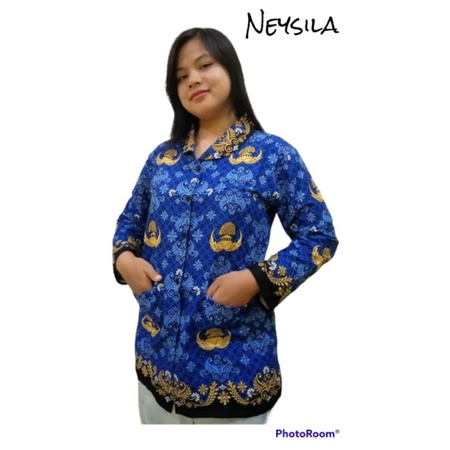 Jual batik korpri terbaru kerah hitam 2024 seragam korpri wanita terbaru kerah hitam | Shopee ...