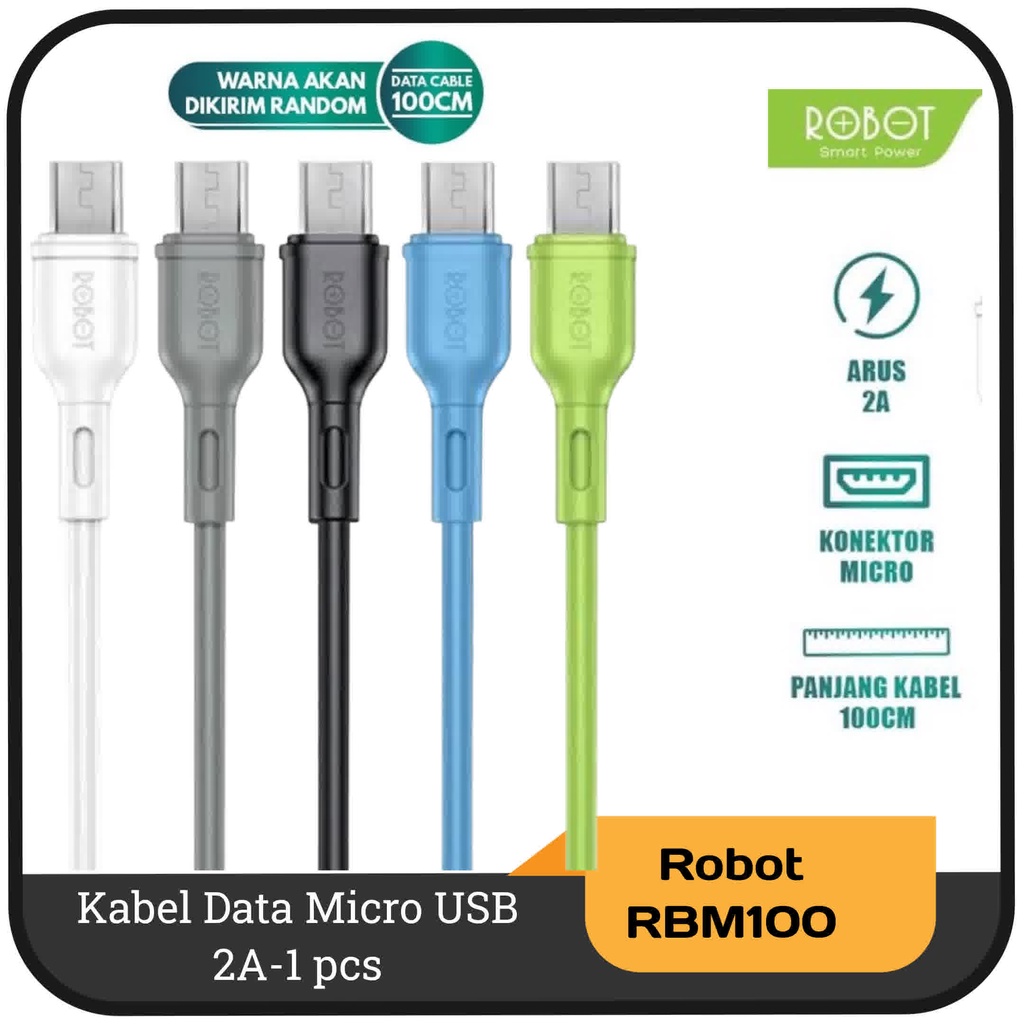 Jual Kabel data Micro USB 2A Original Robot RBM100 | Shopee Indonesia