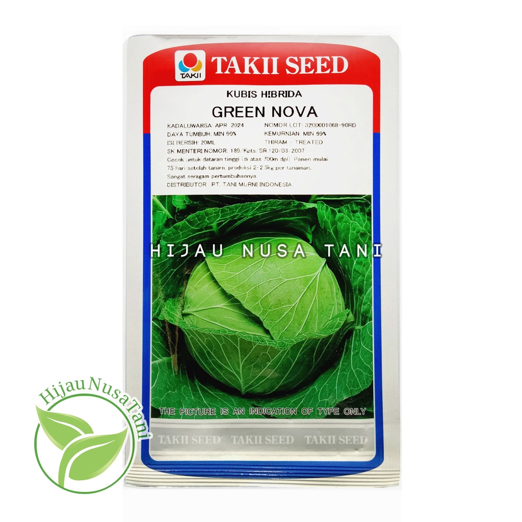 Jual Benih Kubis GREEN NOVA 20 gram Takii Seed - biji kol hijau hibrida ...
