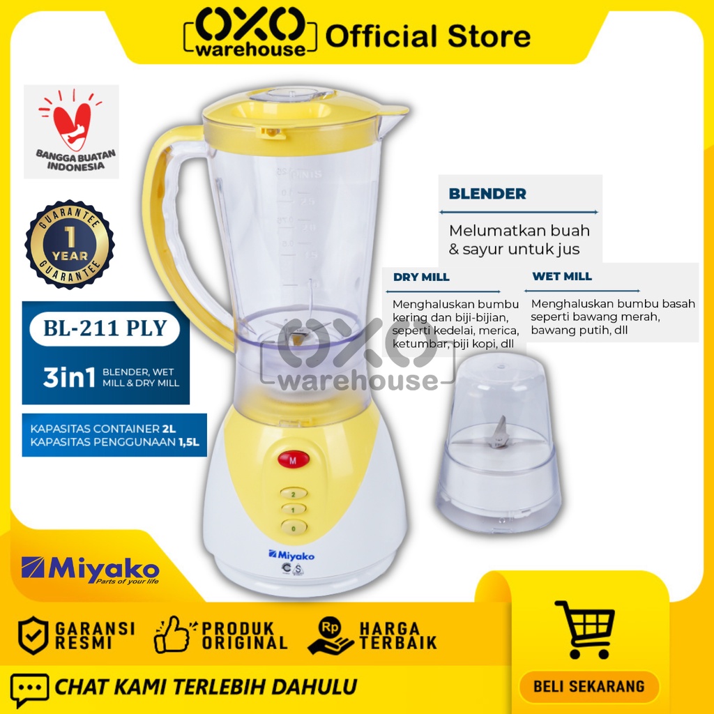 Jual Miyako Blender BL-211 PLY Penggiling Low Watt Garansi Resmi | Shopee Indonesia